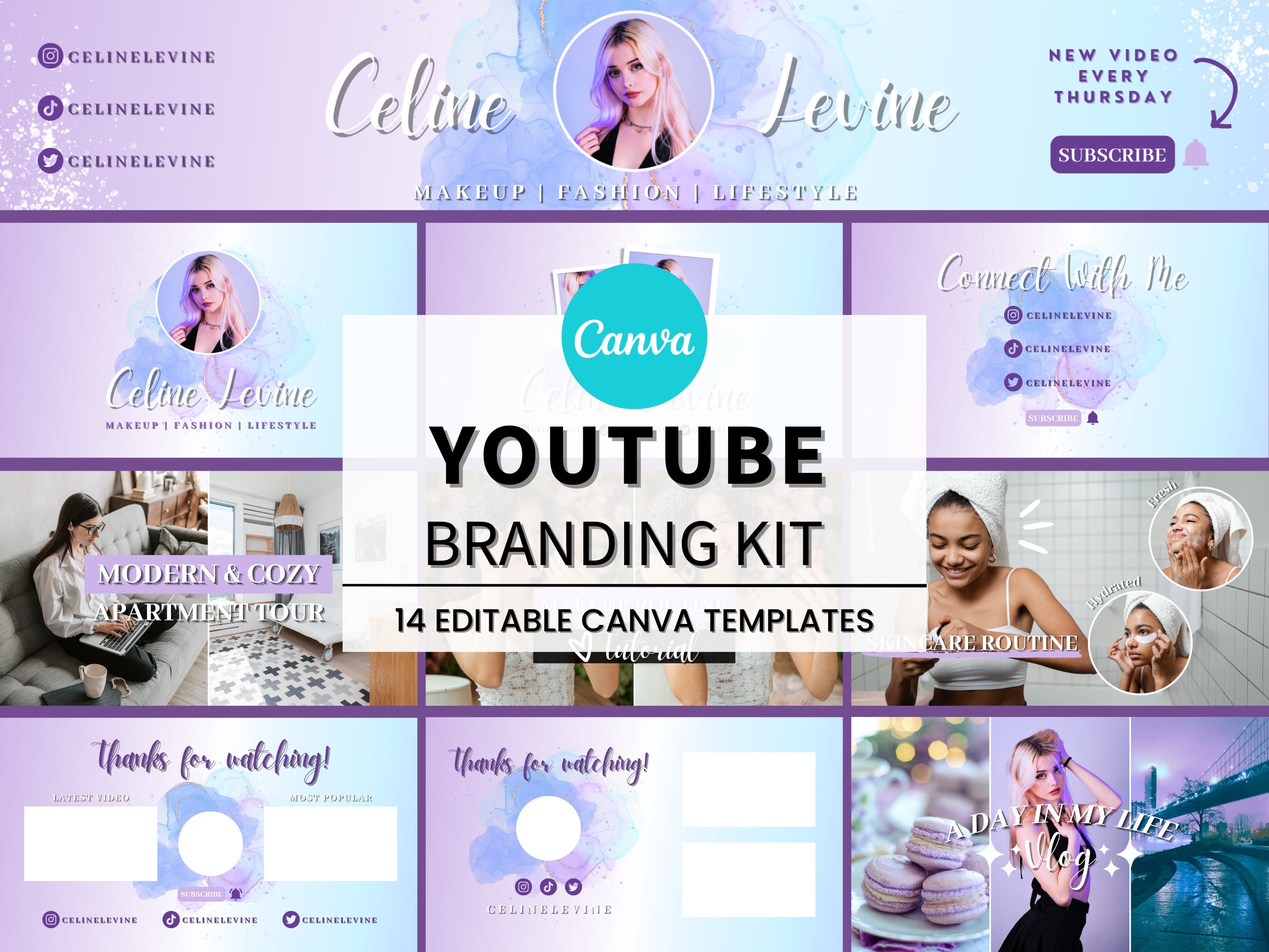 Youtube Channel Kit, Youtube Banner Colorful Templates, Intros, Outros ...