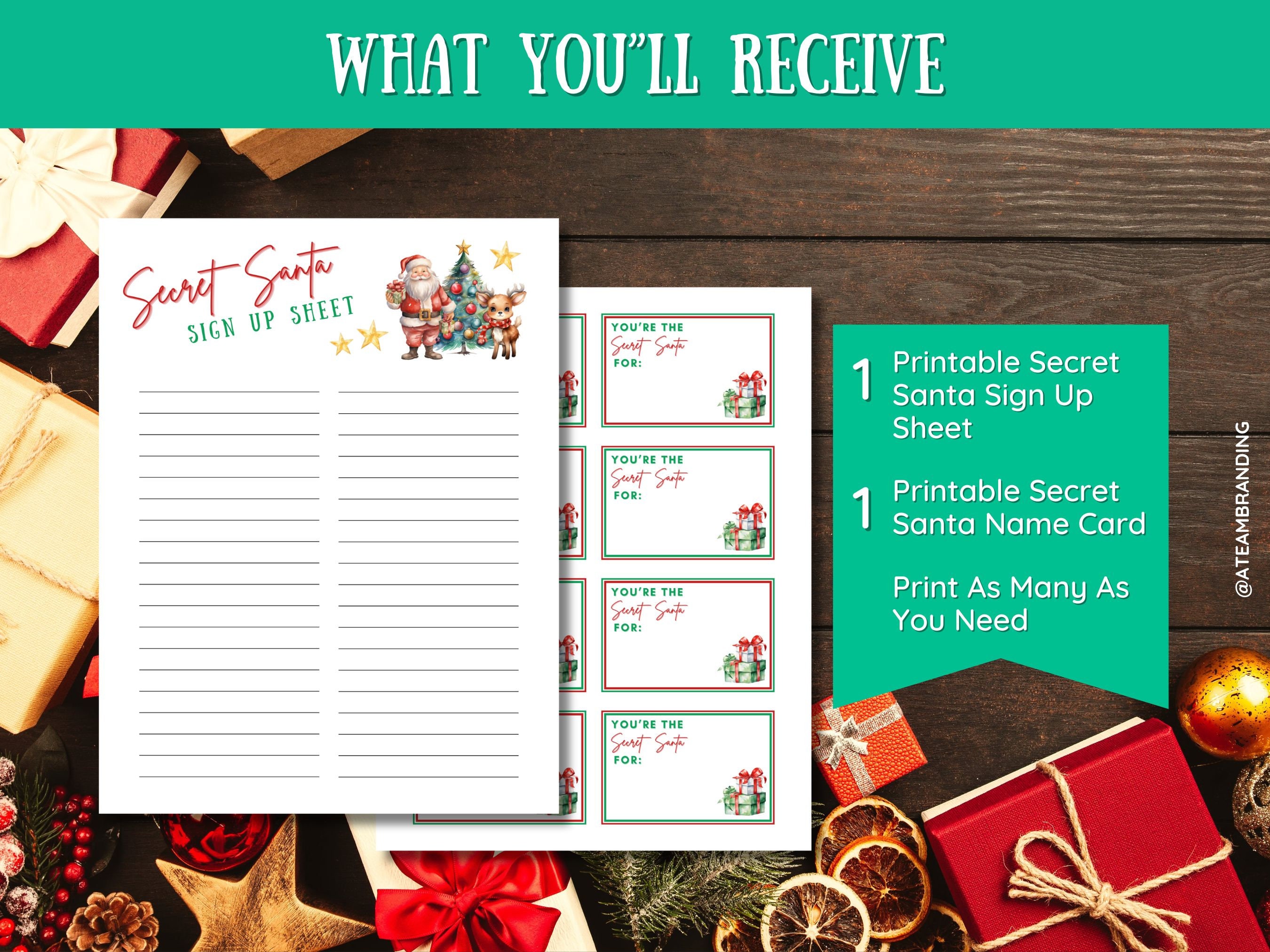 Secret Santa Sign up Sheet Printable, Coworker Gift Swap, Holiday Gift ...