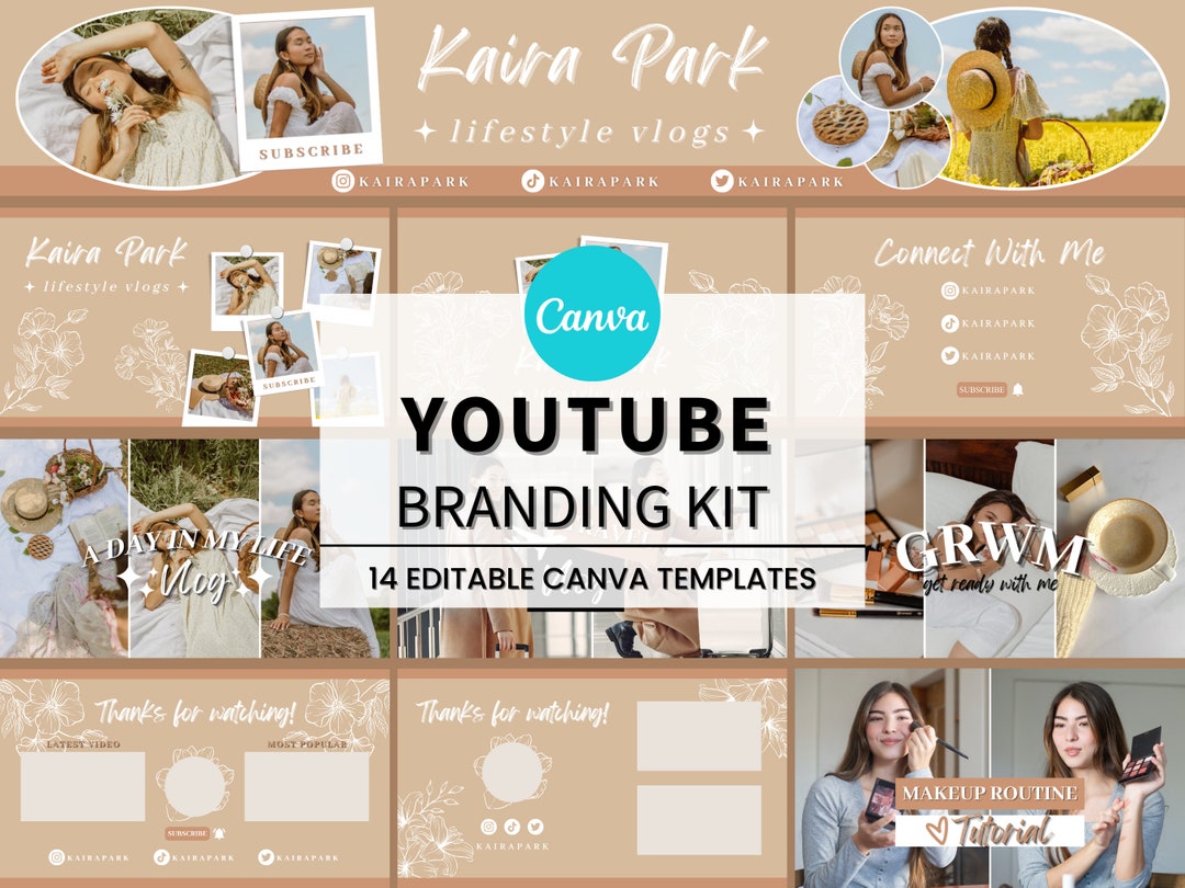 Youtube Brand Kit Brown, Youtube Banner Templates, Intros, Outros ...