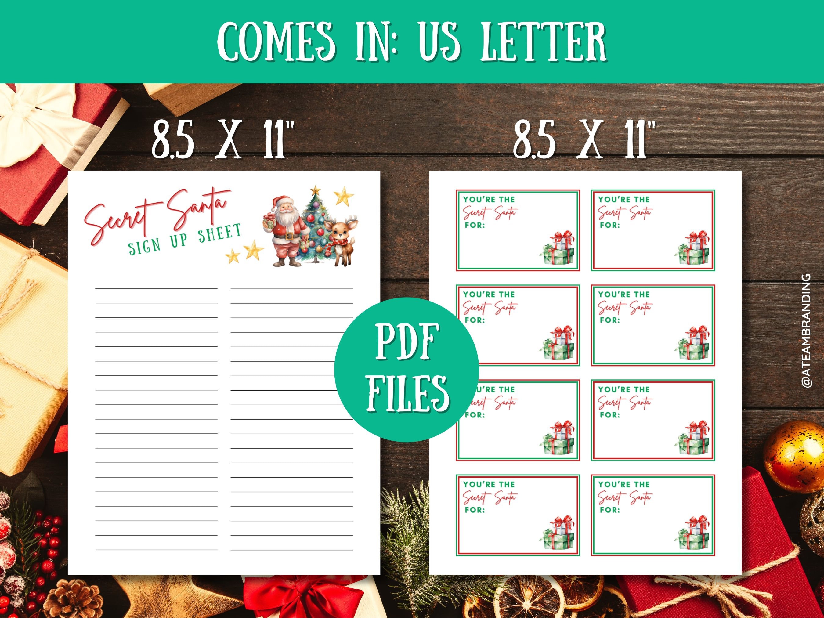 Secret Santa Sign up Sheet Printable, Coworker Gift Swap, Holiday Gift ...