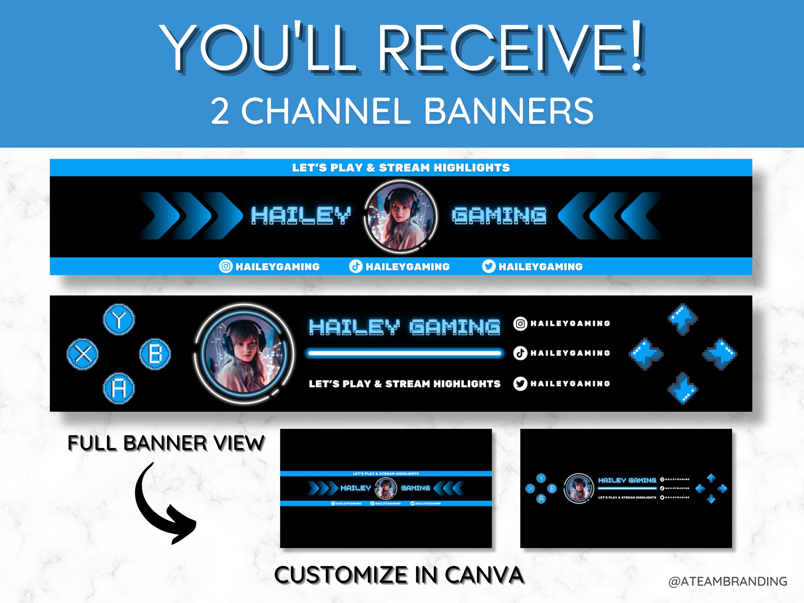 Youtube Branding Kit Gaming, Editable Canva Templates, Youtube Banner ...