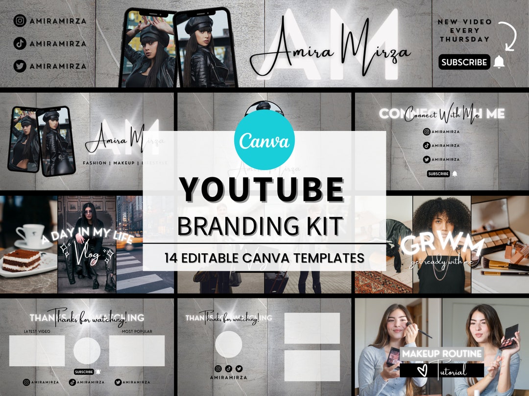 Youtube Branding Kit, Editable Canva Templates, Youtube Banners, Intros ...