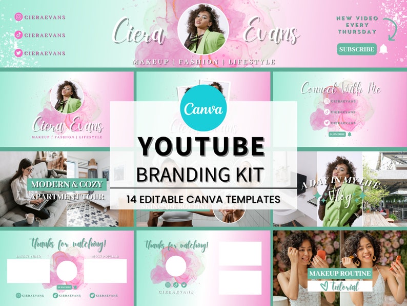 Youtube Branding Kit Editable Canva Templates Youtube - Etsy