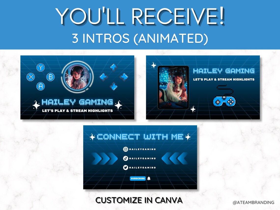 Youtube Branding Kit Gaming, Editable Canva Templates, Youtube Banner ...