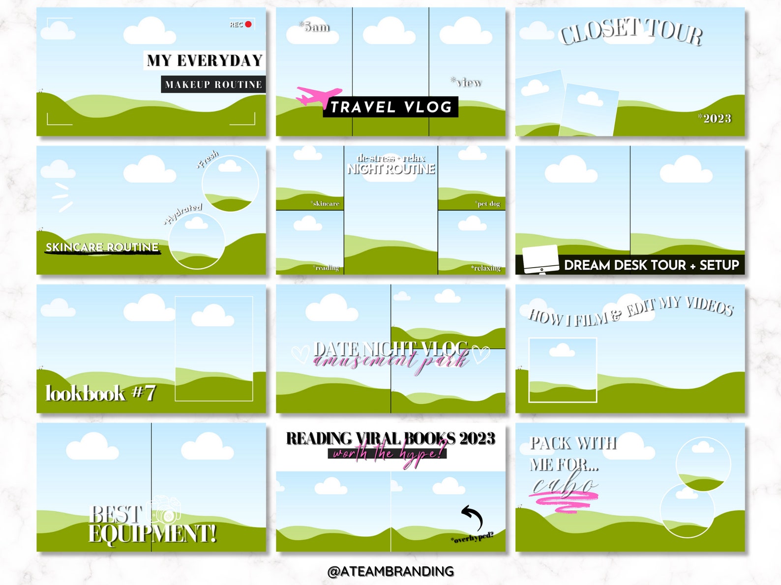 50 Youtube Thumbnail Templates for Influencers Kit, DIY Editable Canva ...