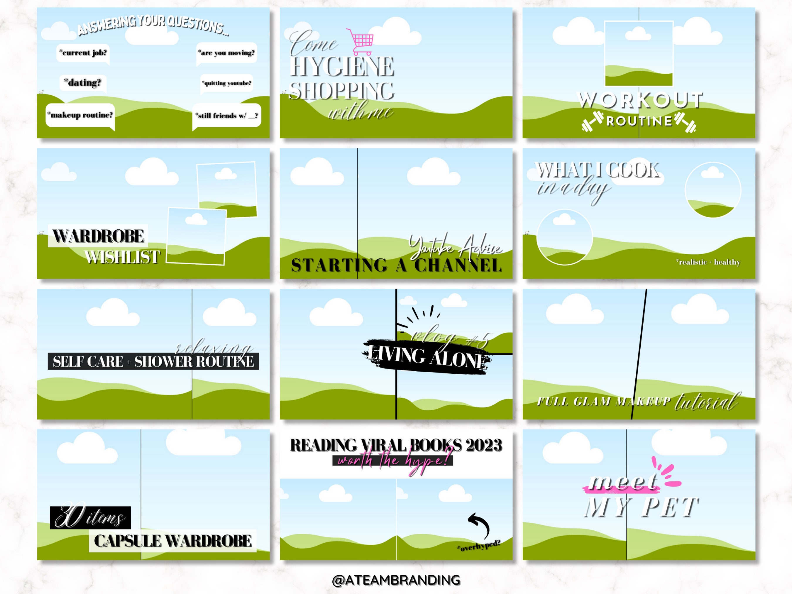 50 Youtube Thumbnail Templates for Influencers Kit, DIY Editable Canva ...