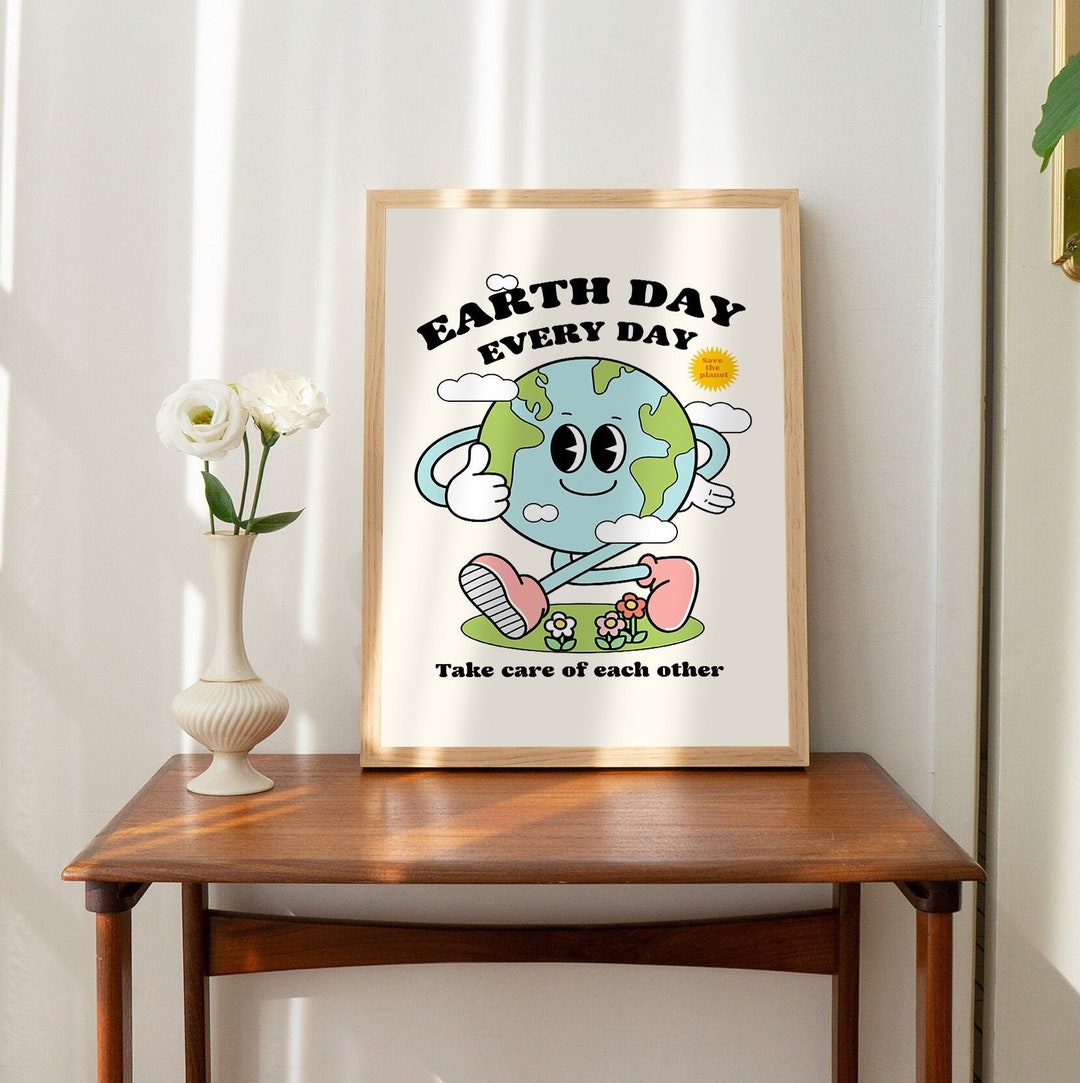 Everyday Earth Day Retro Poster Retro Flower Poster Print - Etsy