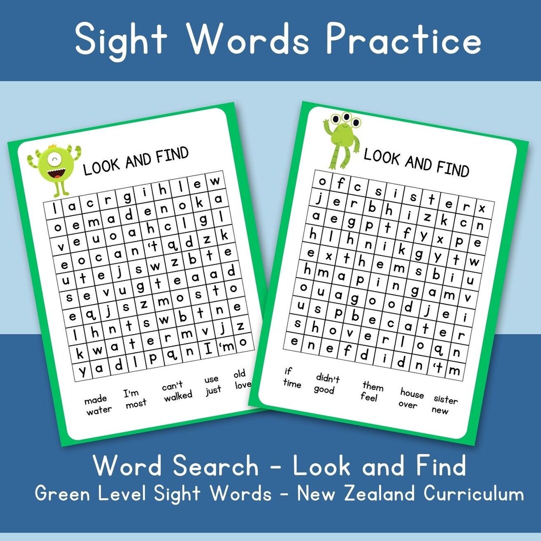 Sight Word Look and Find Word Search - Green Level New Zealand ...