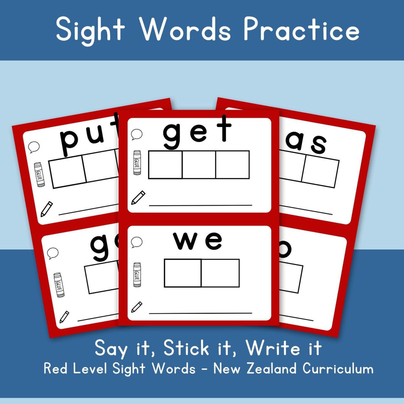 Sight Word Practice Cards - Red Level New Zealand Curriculum - Etsy