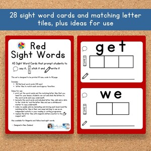 Sight Word Practice Cards - Red Level New Zealand Curriculum - Etsy