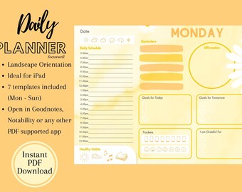 Yellow Daily Cute Printable Notepad Kawaii Memo Pad Digital - Etsy