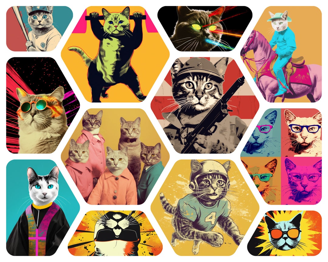 Funny Cats Clipart Bundle of 64 - Cat Print - Cat Printable - Cool Cats ...