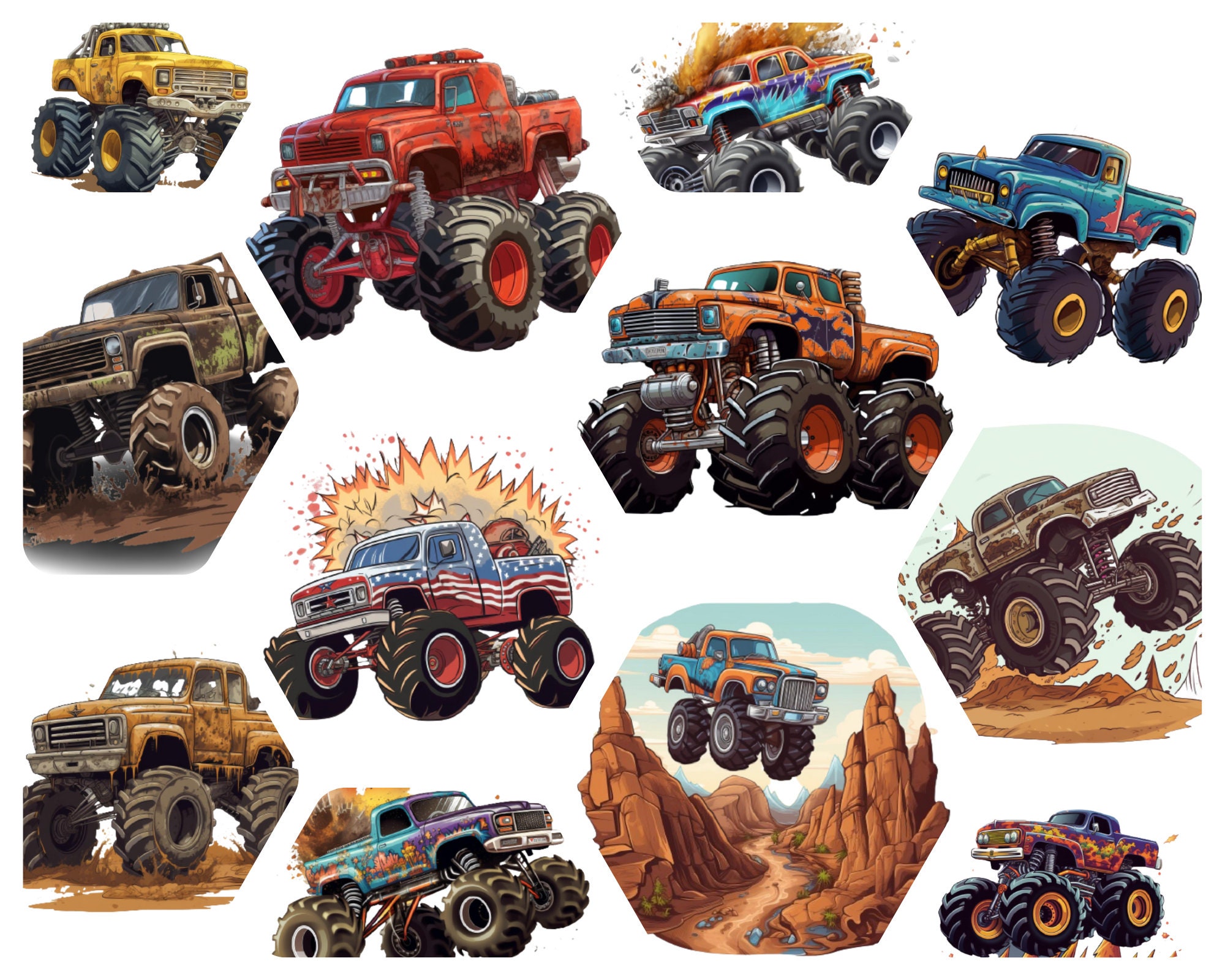 Monster Truck Clipart Bundle of 20 - Monster Truck Clipart PNG ...