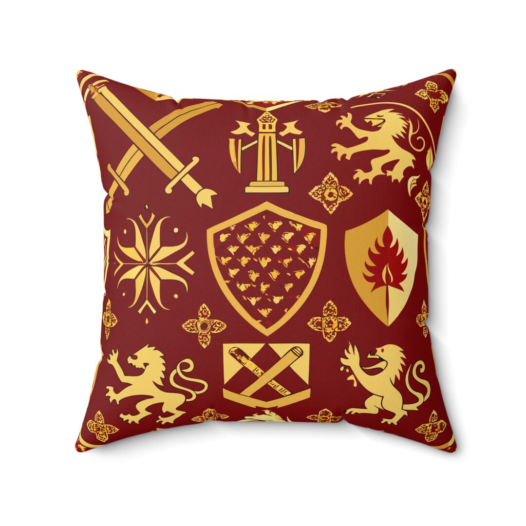 Medieval Red Square Pillow: Renaissance Castle Cushion - Etsy