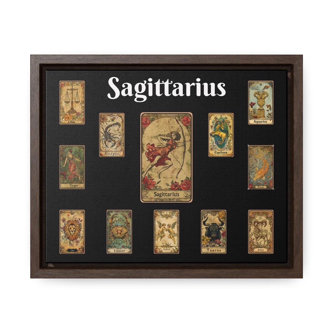 Sagittarius Zodiac Art, Framed Tarot Card Collection, Astrology Wall ...