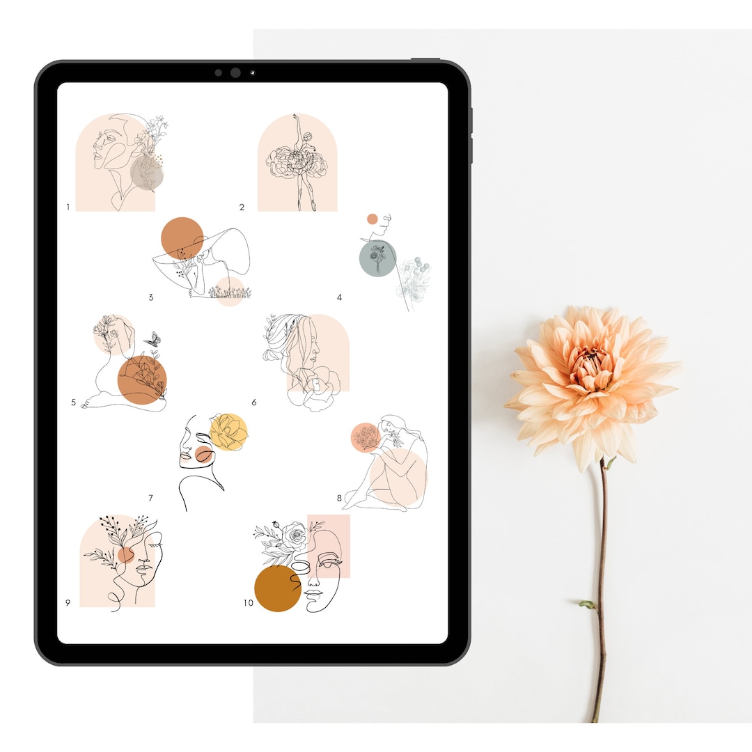 Fashion Line Art Digital Stickers for Digital Planner, Clipart, Sticky ...