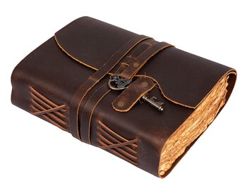 Vintage Leather Journal Recycled Paper Journal, for Notes, Notebook ...