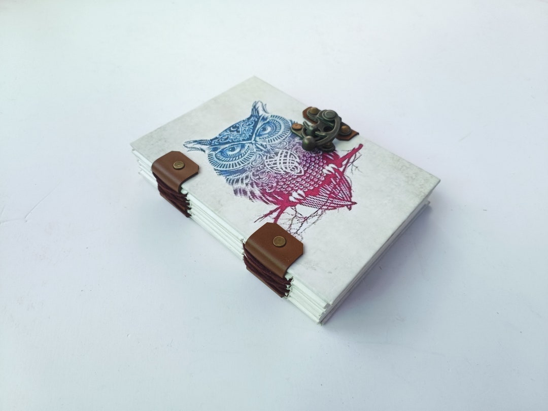Personalized Owl Printed Dual Color Diary Made With White Cardboard and ...