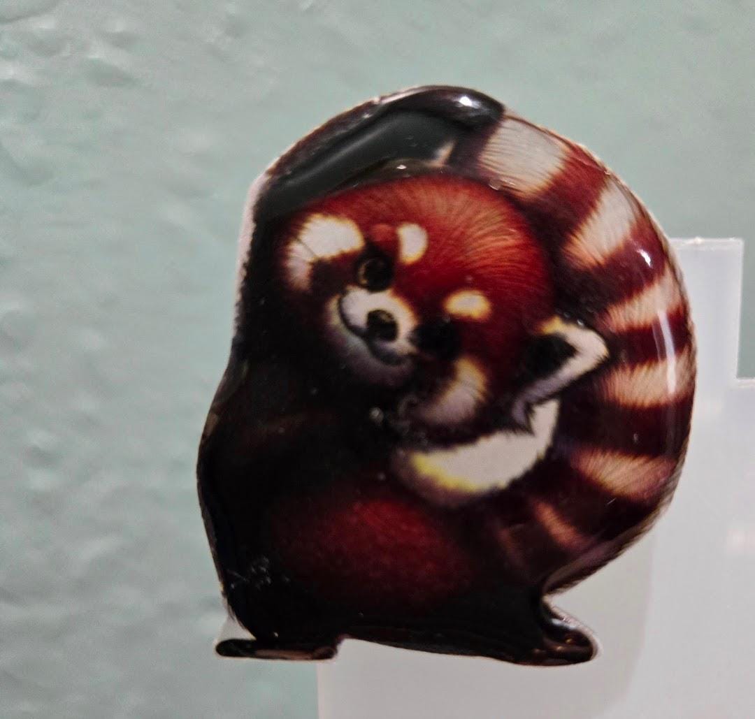Handmade Red Panda Pin, Glitter Resin Shrink Art, Backpack Lapel Pin - Etsy