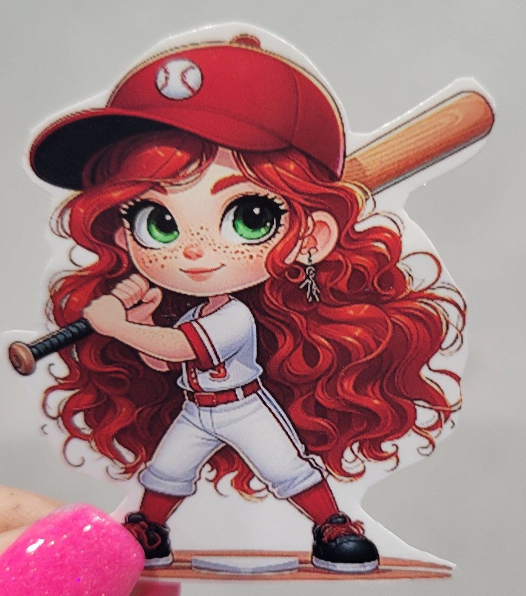 New 1 Baseball Girl Batter Vinyl Sticker Journals, Water Bottle, Cards ...