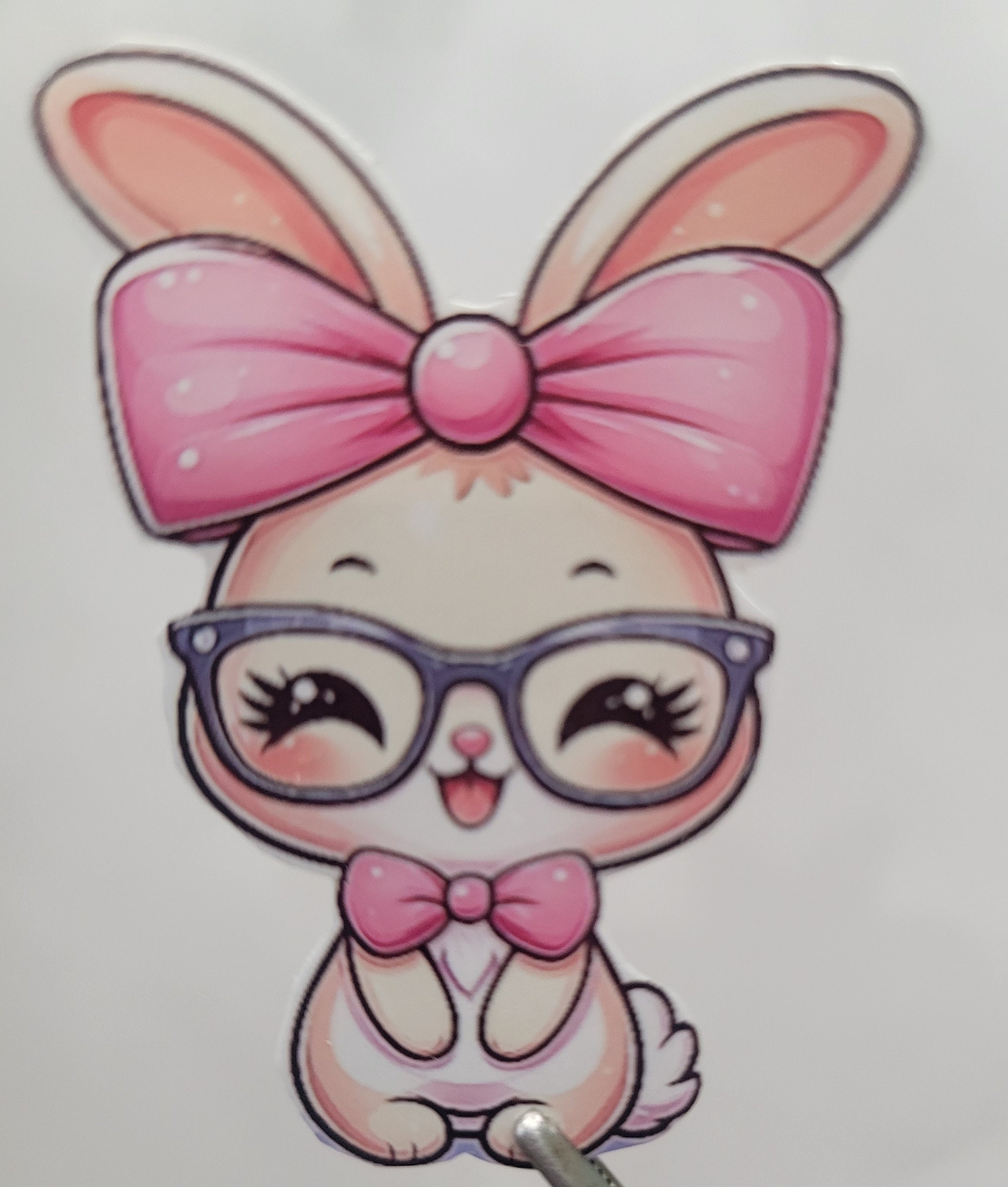Kawaii Pink Princess Bunny in Eye Glasses Sticker, Tumbler, Laptop ...