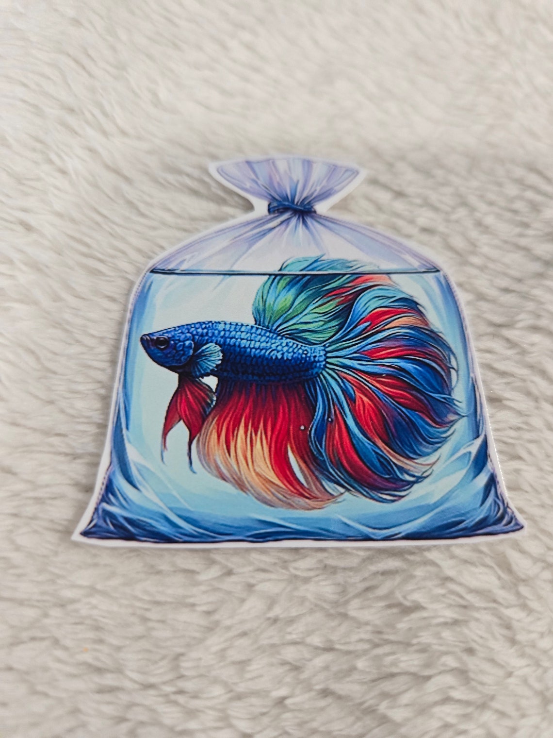 Adorable Betta Fish in a Bag Kawaii Vinyl Sticker, Journals, Sticker ...