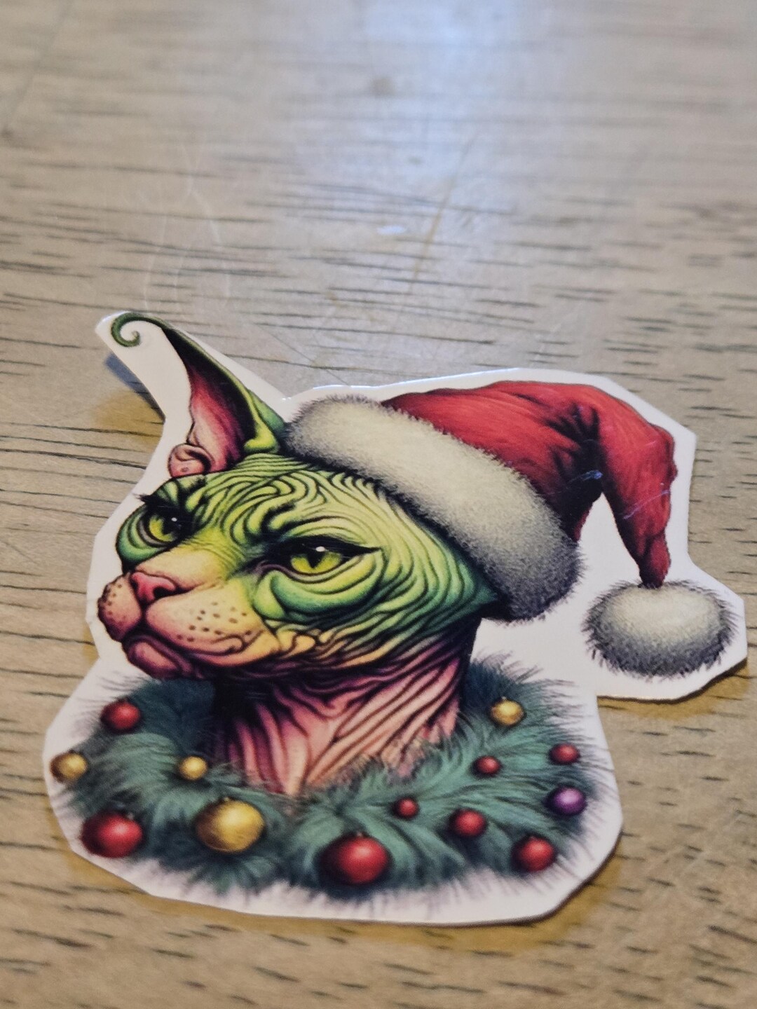 A Christmas Sphynx Cat as a Grinch for Christmas Vinyl Sticker, Mugs ...