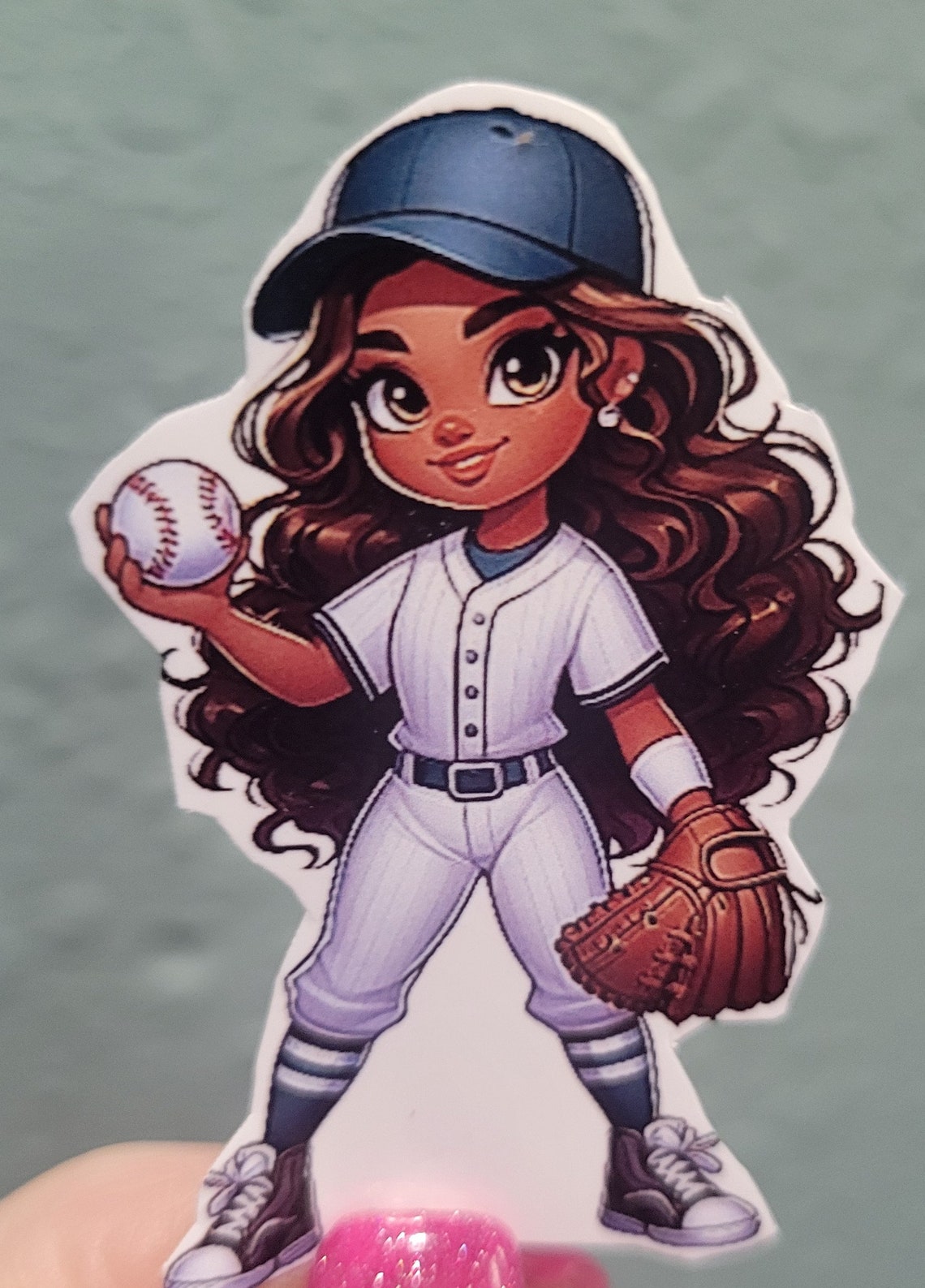 Baseball African-american Girl Vinyl Sticker Journals, Water Bottle ...