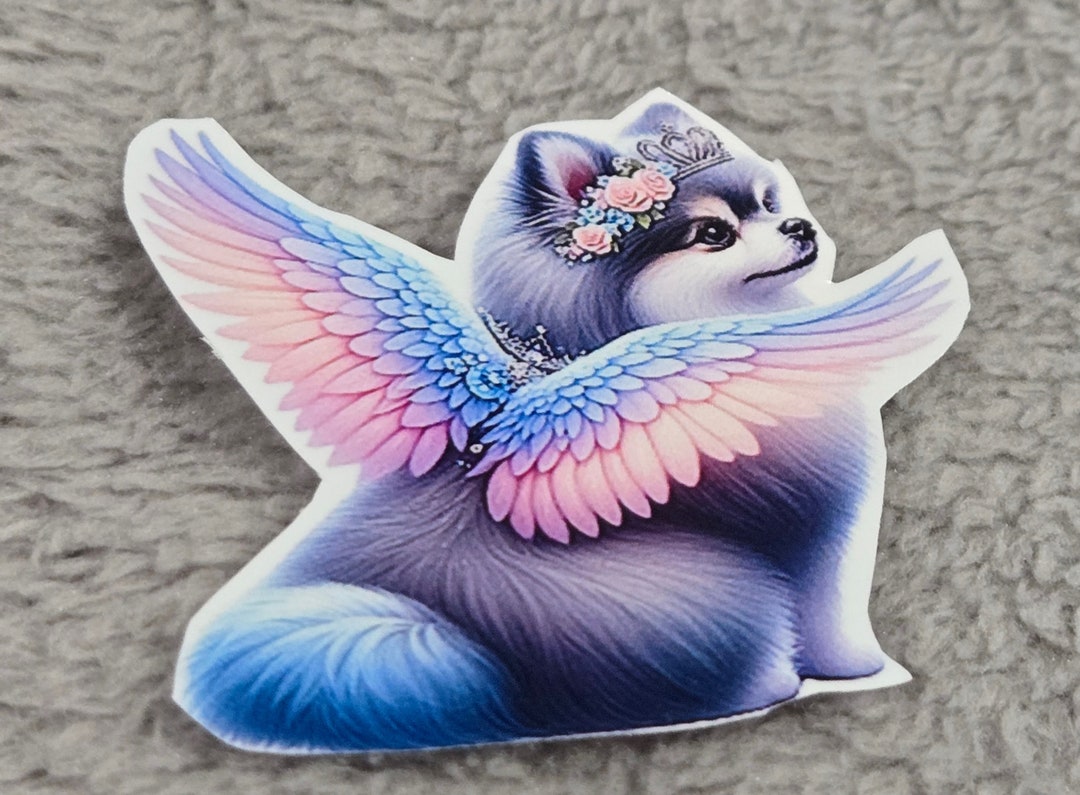 Angel Blue Merle Pomeranian Sticker, Rainbow Bridge, Pet Memorial - Etsy