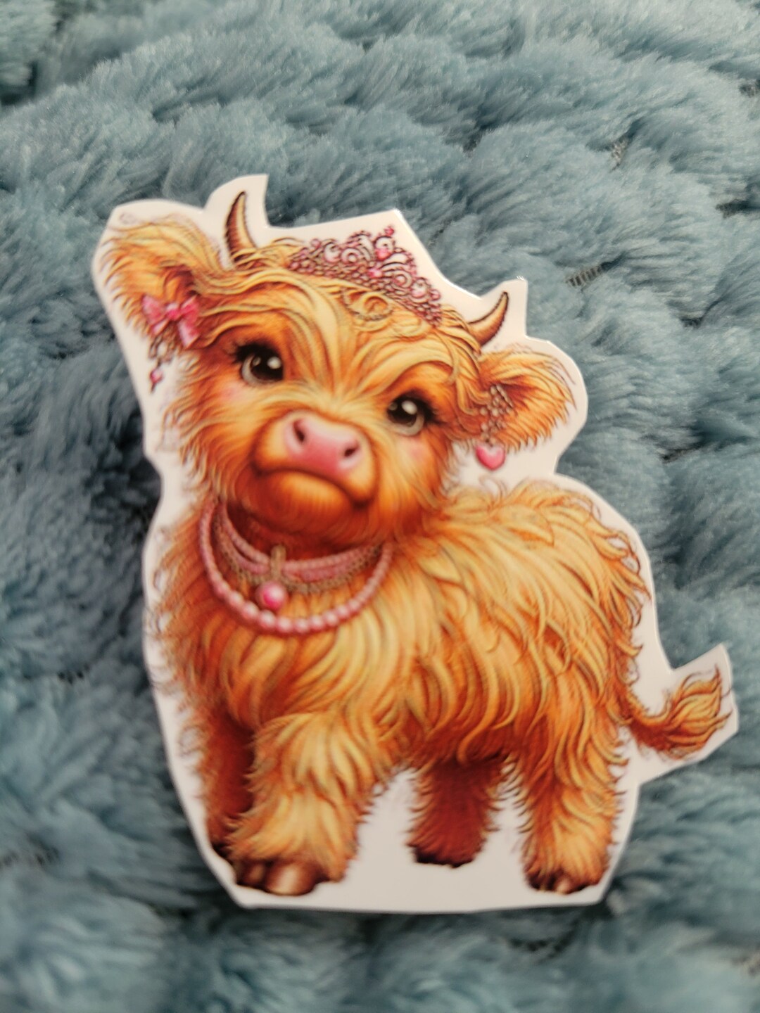 Highland Cow Baby Vinyl Sticker, Tiara Crown, Laptop Decal - Etsy