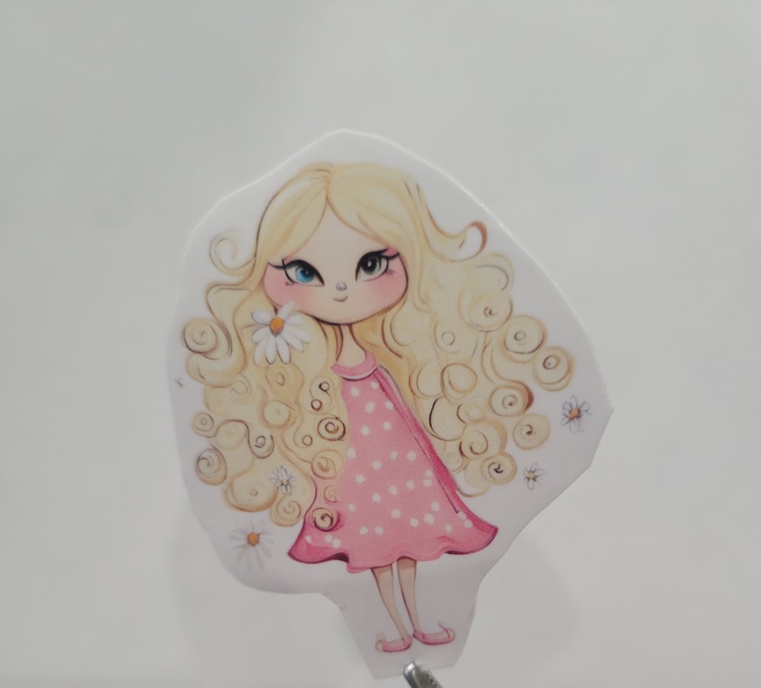 Girl Whimsical Blonde Girl Sticker. on Clear Sticker Paper. Great for ...