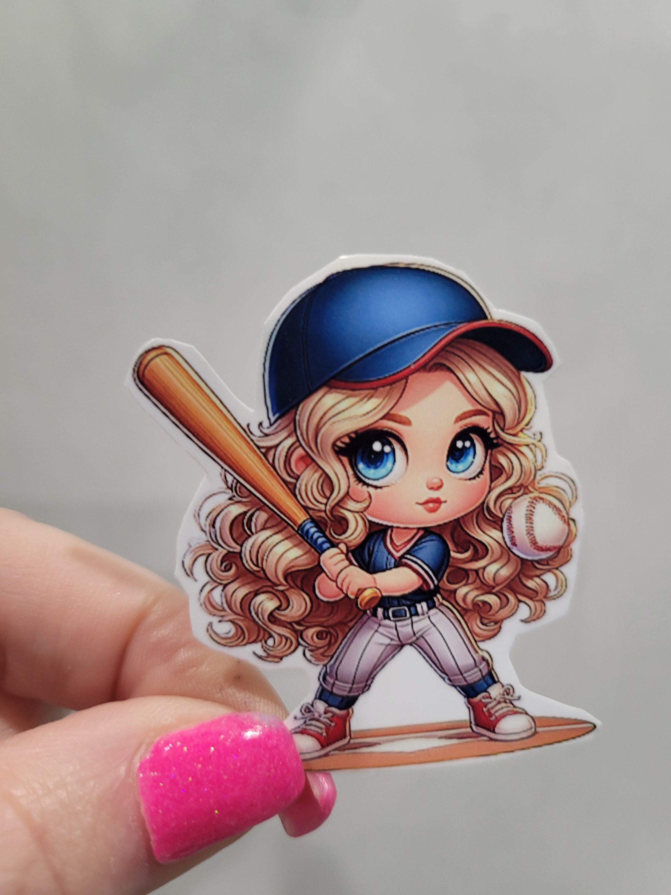 Baseball Girl Batter Vinyl Sticker, Waterproof Decal - Etsy