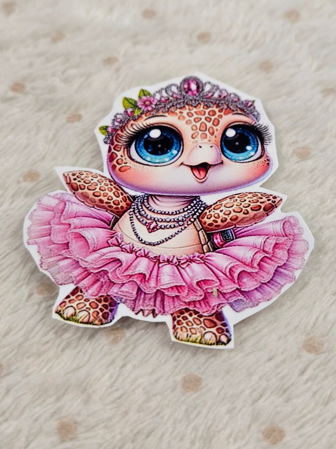 Turtle in a Tiara and a Tutu Sticker, Journaling Sticker Book, Water ...