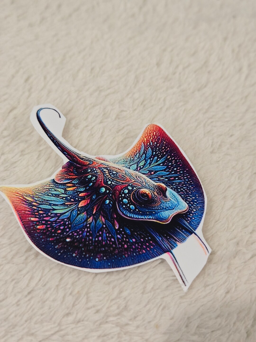 Vibrant Stingray Vinyl Sticker, Waterproof, Weatherproof - Etsy