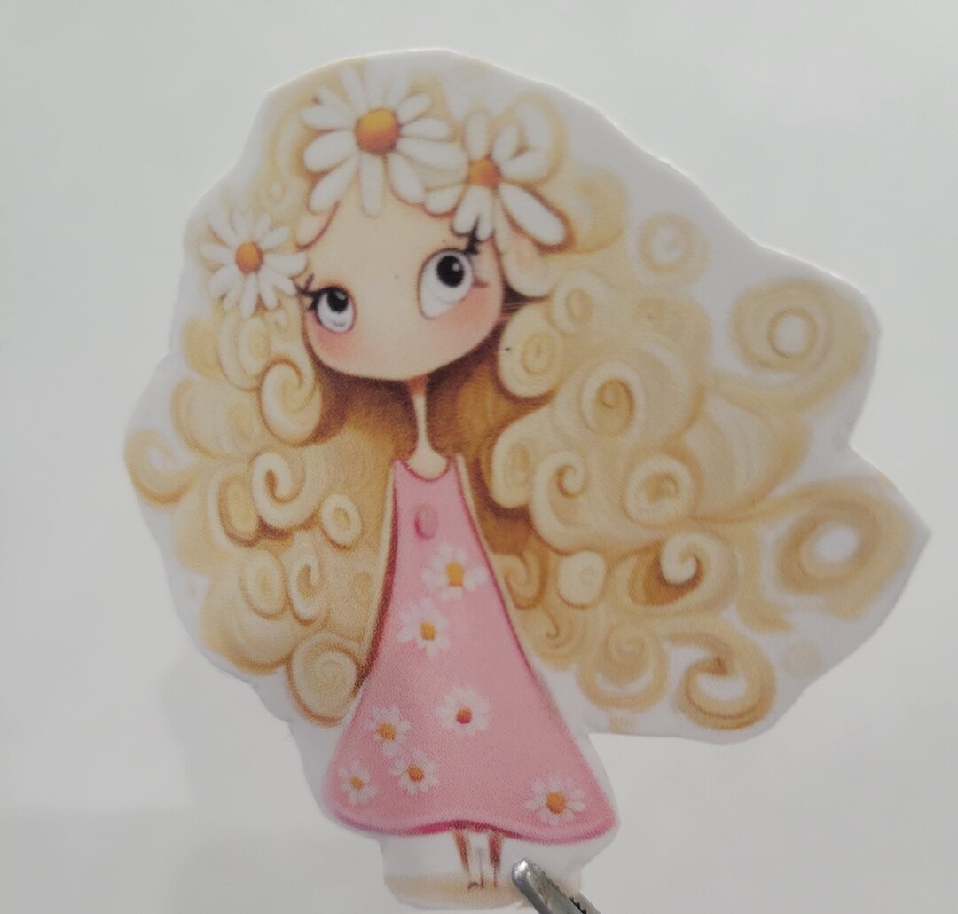 Kawaii Whimsical Blonde Girl Sticker. on Clear Sticker Paper. Great for ...