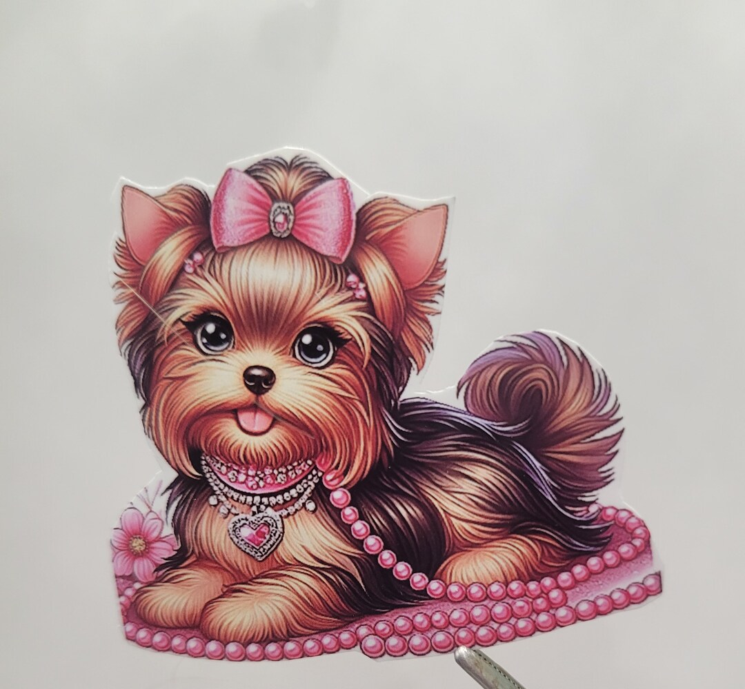 Yorkie Diamond Collar and Bow Sticker, Journals, Water Bottle, Tumbler ...