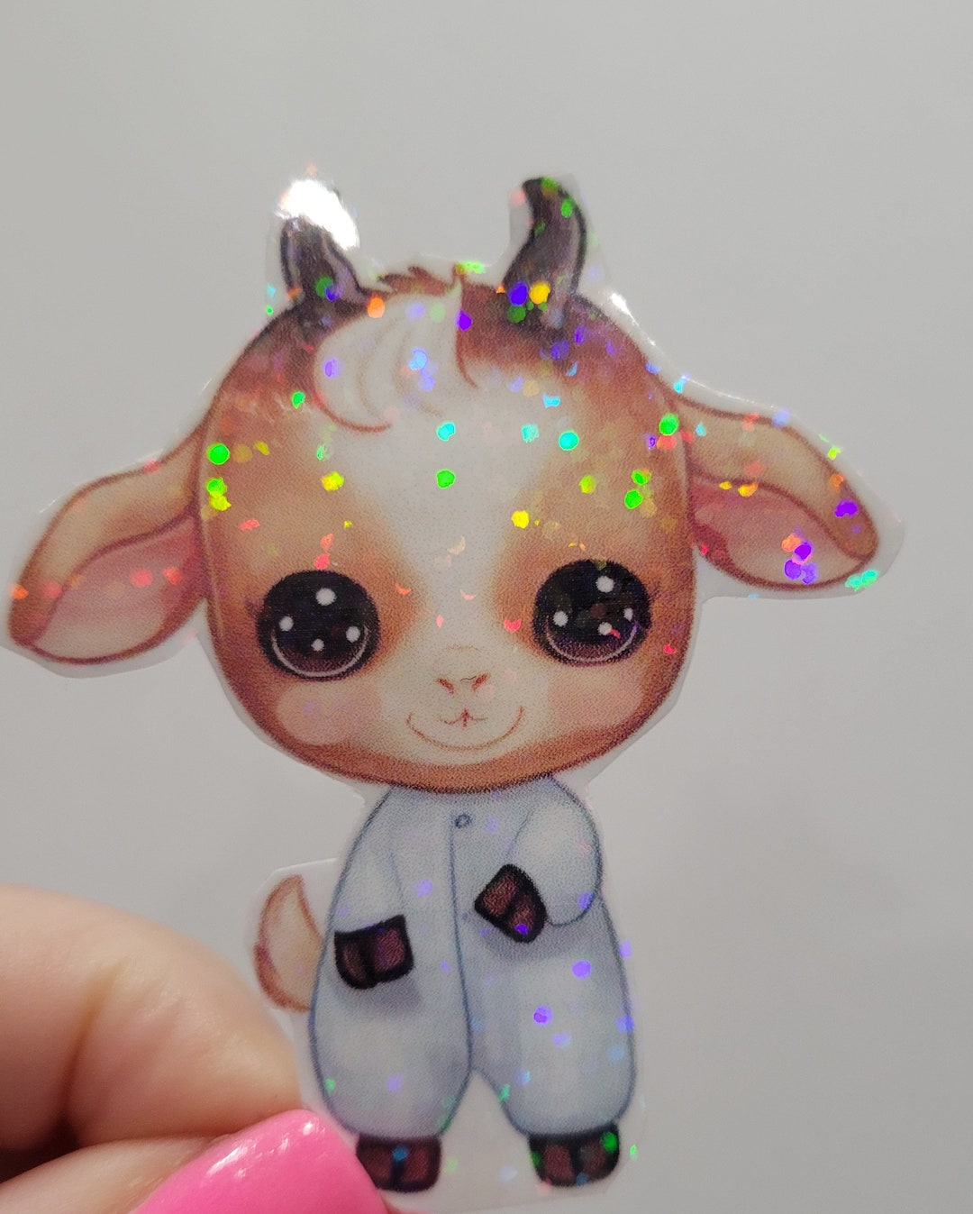 Baby Goat in Pajamas Hologram Sticker - Etsy