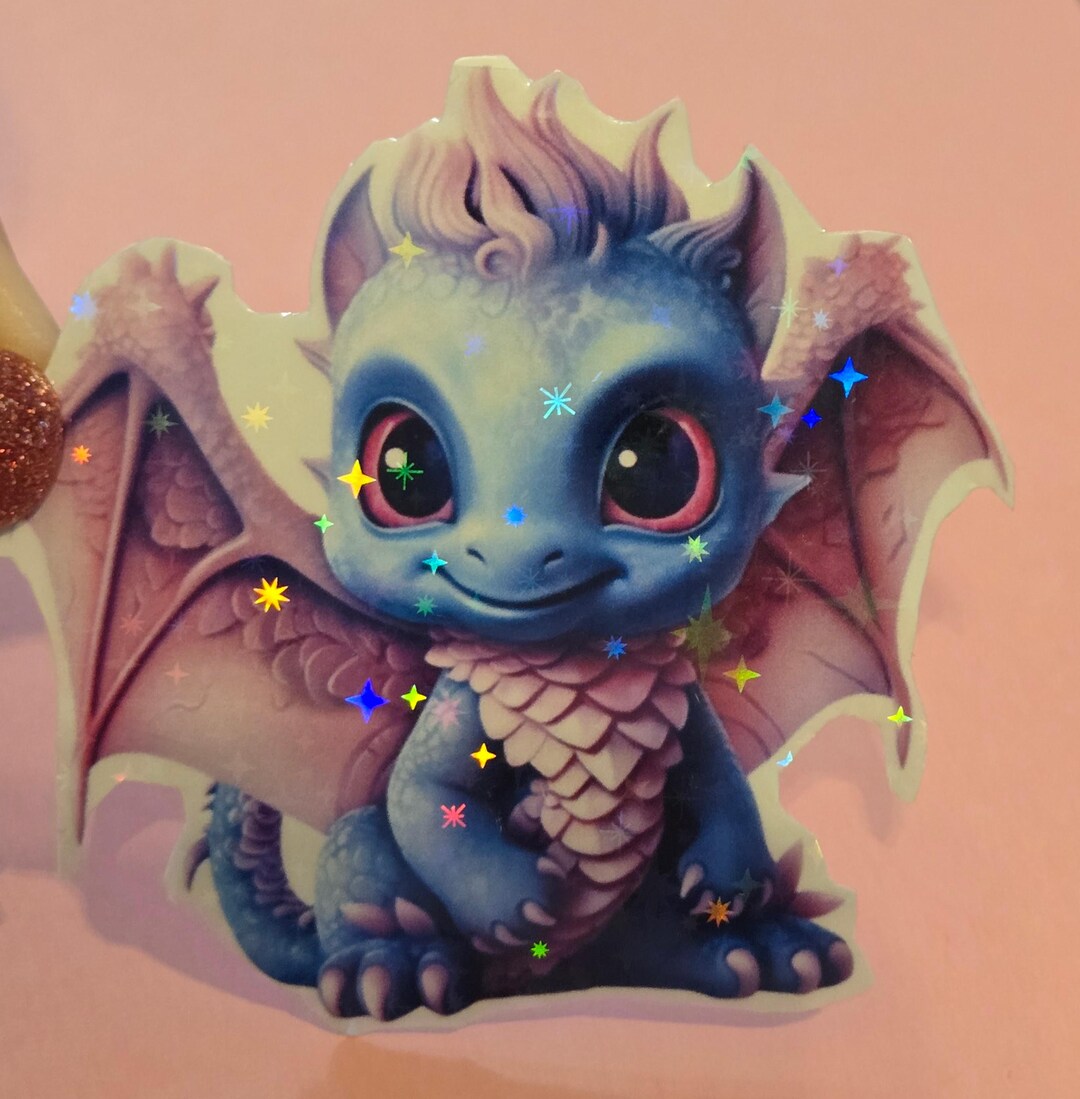 Hologram Baby Dragon Sticker, Waterproof Vinyl Decal - Etsy