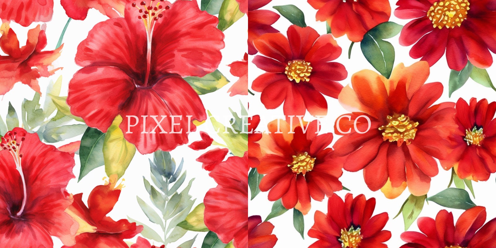 10 Seamless Digital Paper Pack Red Watercolor Flowers II - Etsy