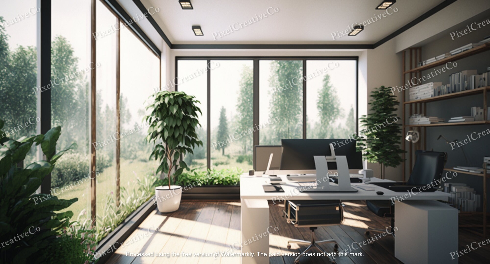 4 Virtual Backgrounds Digital Backdrops Office Greenery, Zoom, Google ...