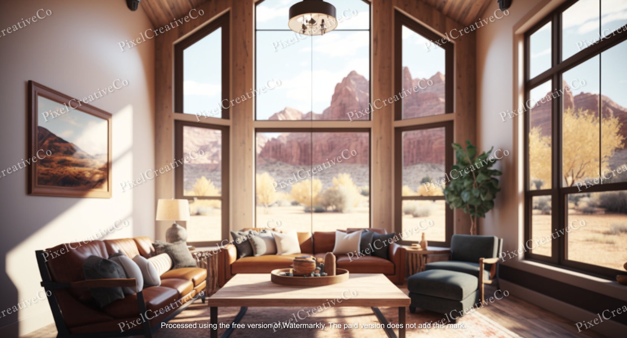 4 Virtual Backgrounds Digital Backdrops Desert Living Room, Zoom ...