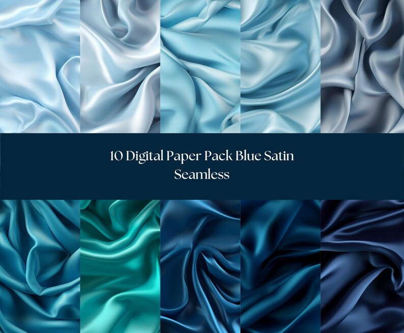 10 Seamless Digital Paper Pack Blue Satin - Etsy