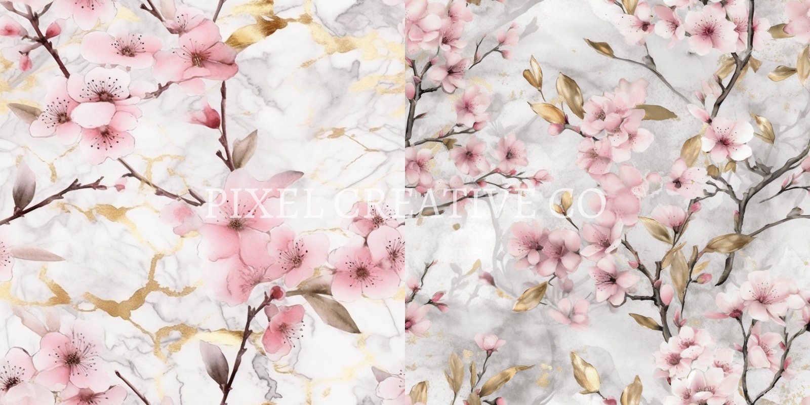 12 Seamless Digital Paper Pack Marble Cherry Blossoms - Etsy