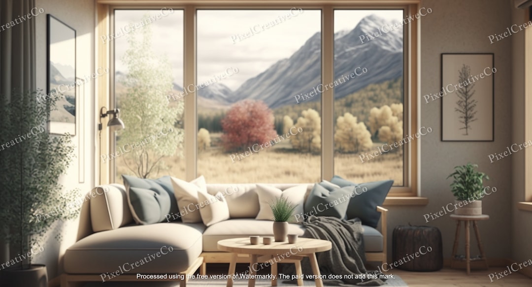 4 Virtual Backgrounds Digital Backdrops Light Japandi Living Room, Zoom ...