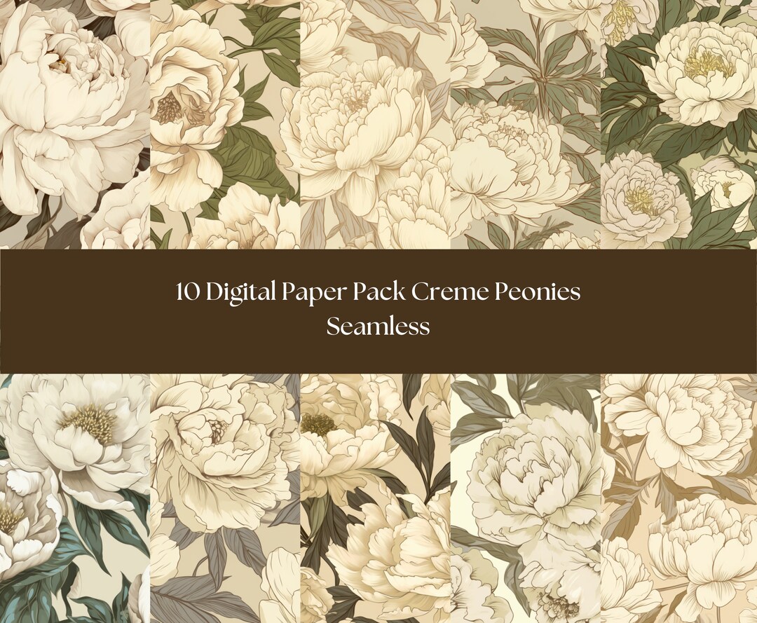 10 Seamless Digital Paper Pack Creme Peonies - Etsy
