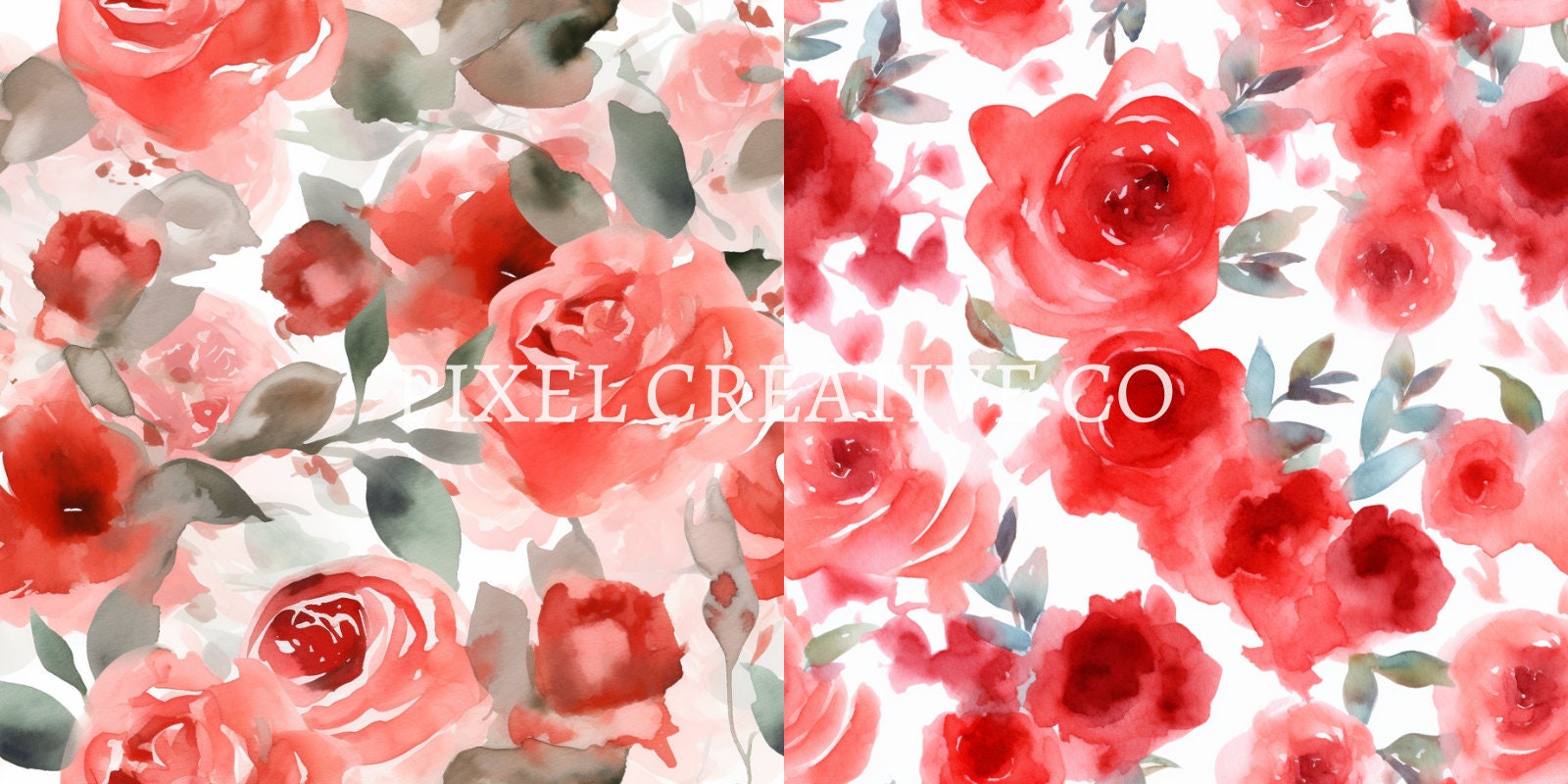 10 Seamless Digital Paper Pack Red Watercolor Flowers II - Etsy