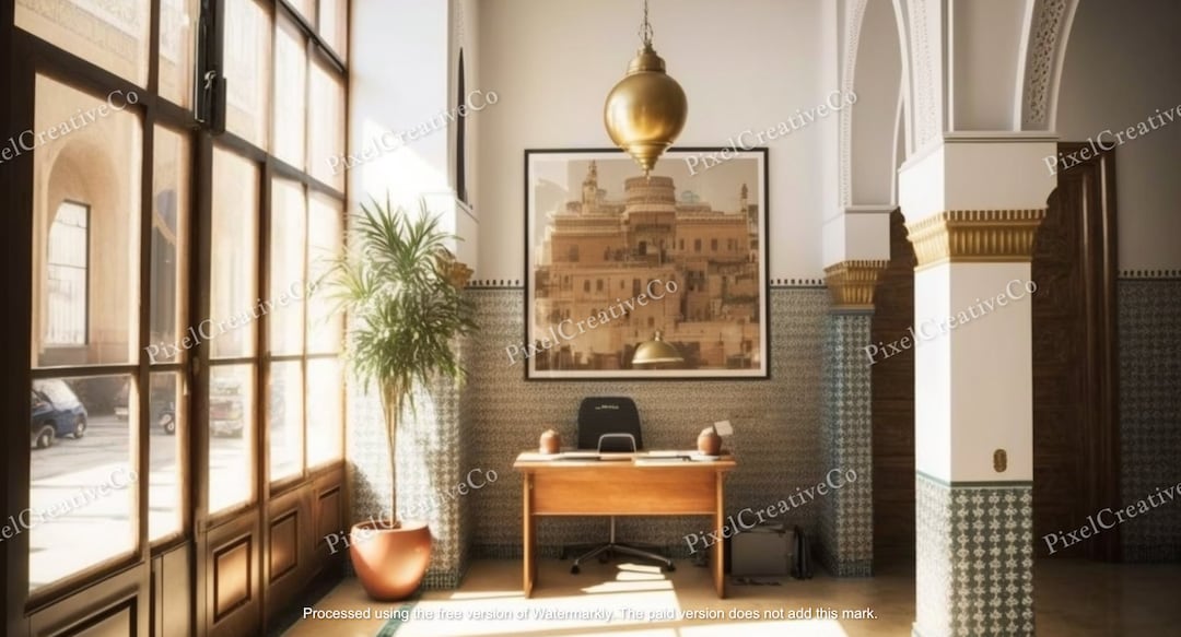 Bundle 8 Virtual Backgrounds Digital Backdrops Moroccan Blue and Gold ...