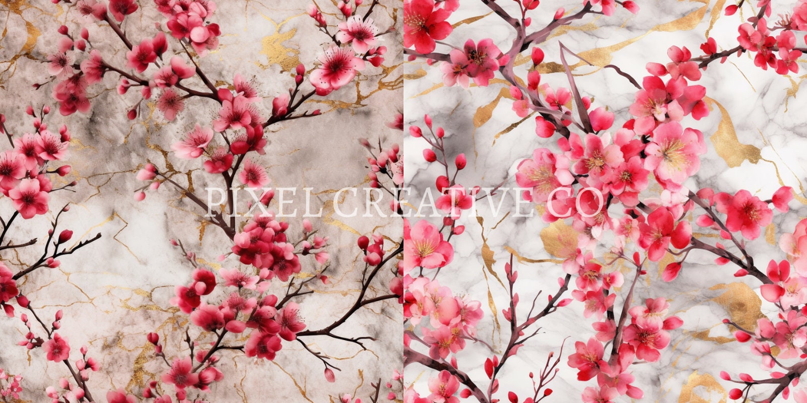 12 Seamless Digital Paper Pack Marble Cherry Blossoms - Etsy