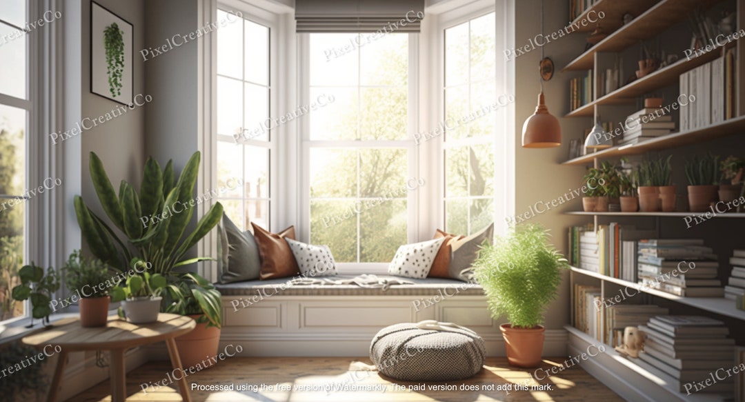 4 Virtual Backgrounds Digital Backdrops Cozy Reading Nook, Zoom, Google ...