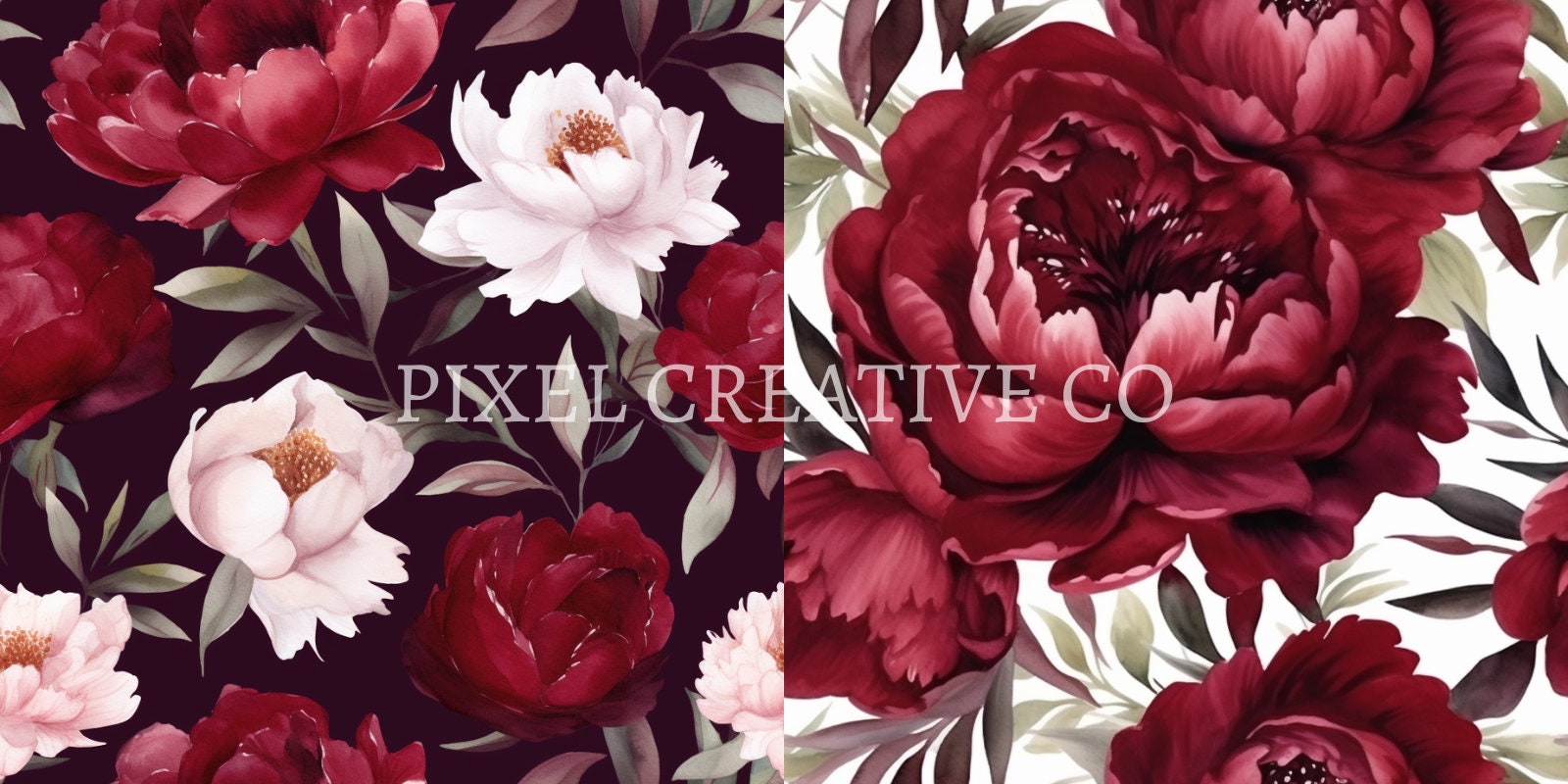 10 Seamless Digital Paper Pack Red Watercolor Flowers I - Etsy